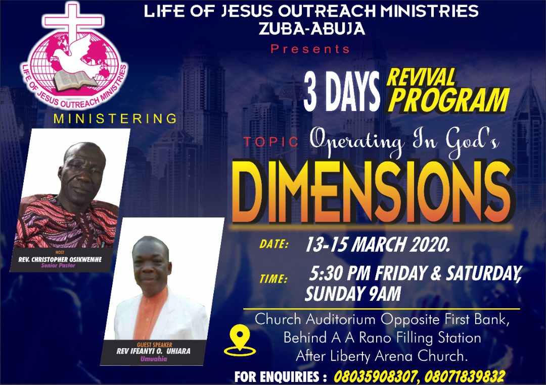 Operating in God’s Dimensions | LIFE OF JESUS OUTREACH MINISTRIES